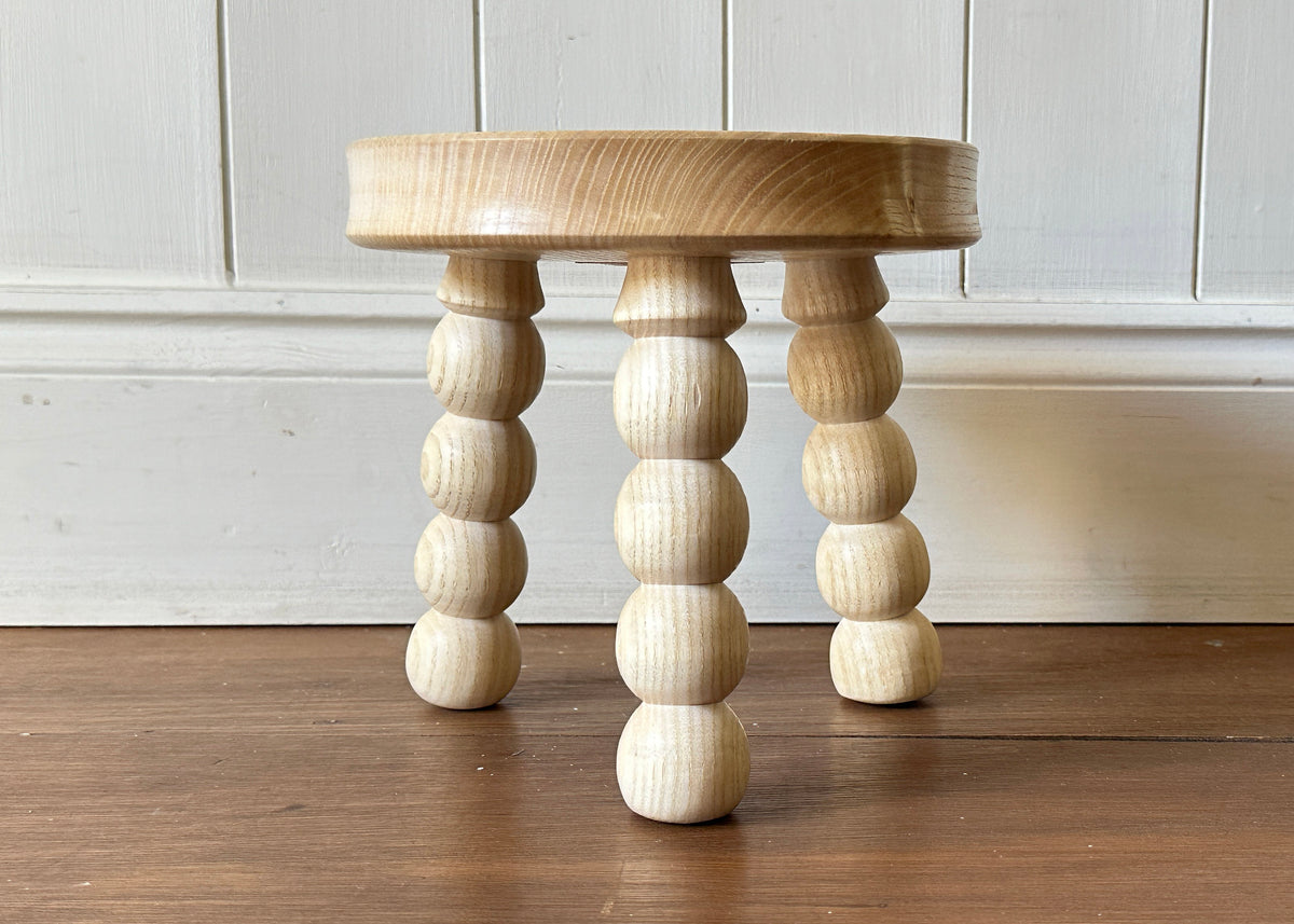 Carved Top Bobbin Leg Foot Stool, Ash Wood, Hand Turned Step, Vintage ...